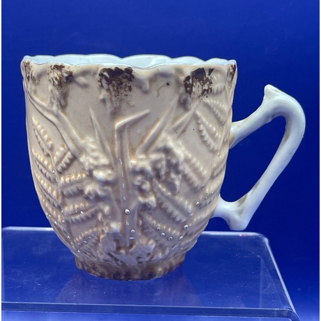 Antique German Made Porcelain Fern Leaf Design Teacup Scalloped Rim ...