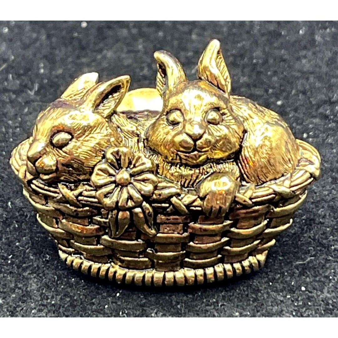 Avon Spring Bunny Easter Basket Pin Brooch Women's Gold Tone Jewelry ...