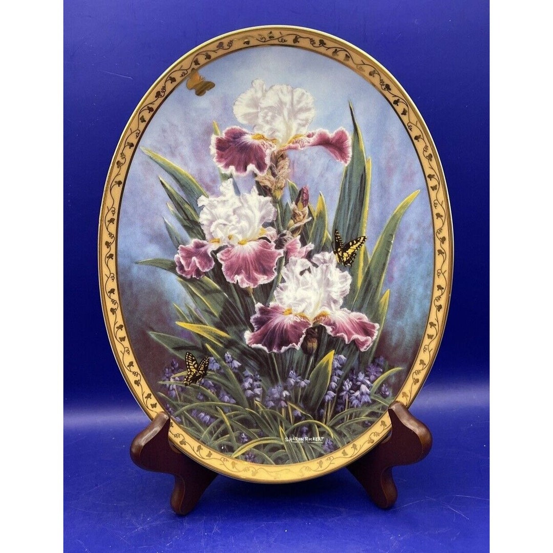 Purple Polonaise Porcelain Collector Plate Sharon Rickert Iris Flower ...