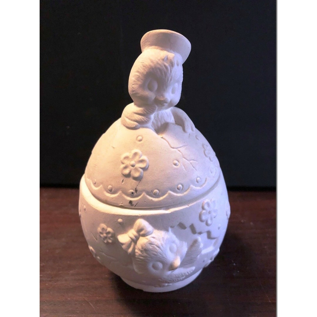 Ready to Paint Ceramic Easter Egg Trinket Box Bisque Porcelain Crafting ...