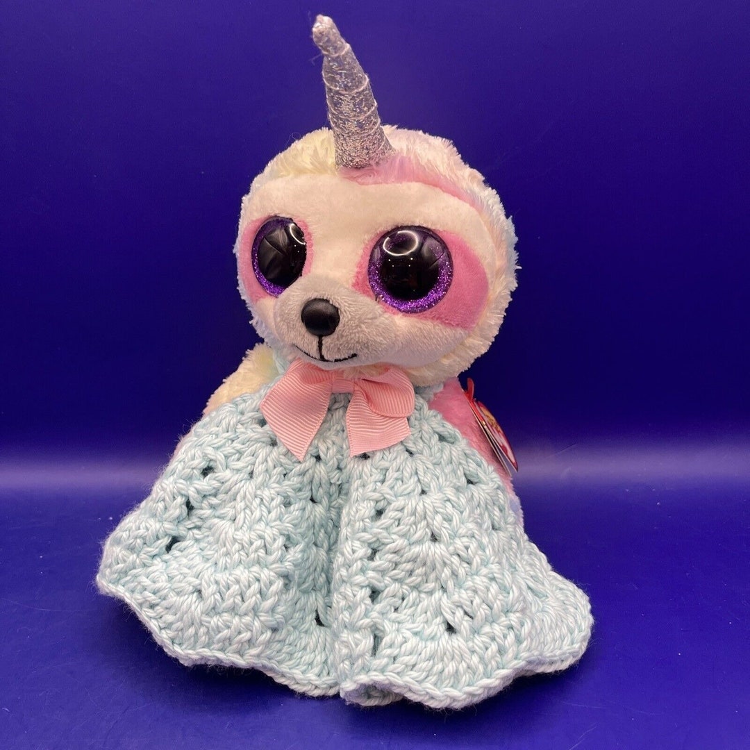 Ty Beanie Boo Unicorn Crochet Lovey Security Cuddle Buddy Baby Toddler ...