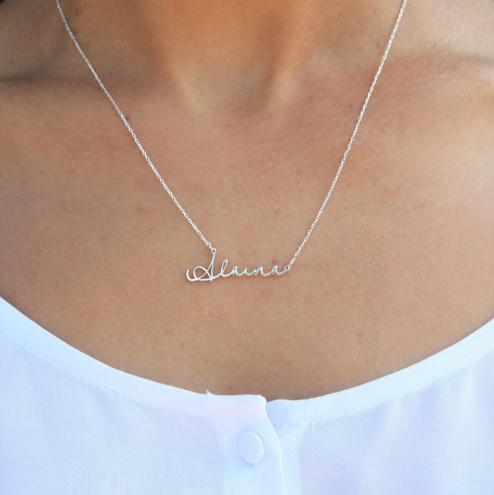 Name Necklace Sterling Silver Name Necklace Gold Dainty - Etsy