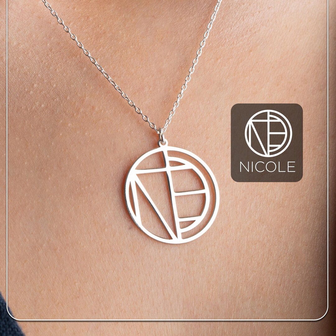 Personalized Name Logo Necklace, 14k Gold Name Necklace, Logo Nameplate ...