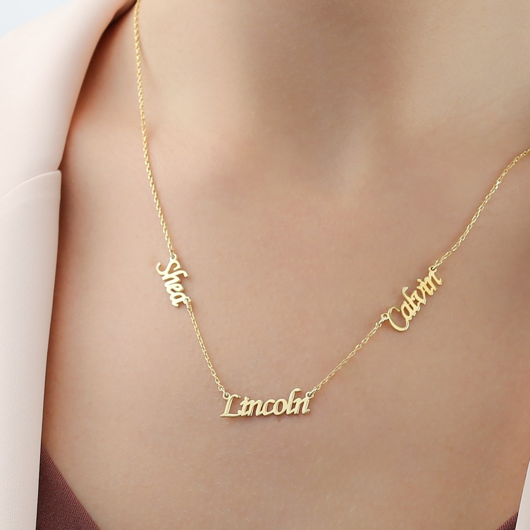 Three Name Necklace Two Name Necklace Mother Day Gift Personalized Name ...