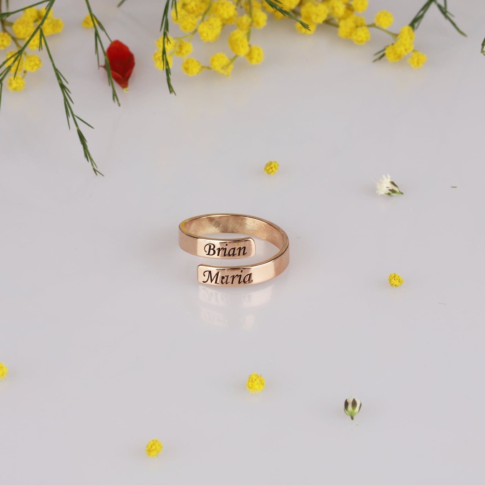 Engraved Double Name Ring Two Name Rings Personalized Names Couples ...