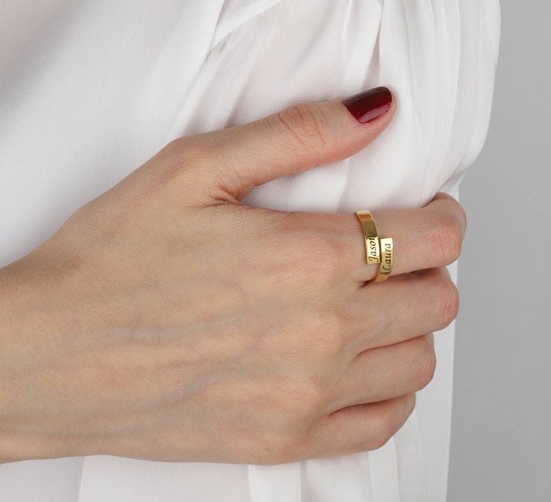 Engraved Double Name Ring Two Name Rings Personalized Names - Etsy