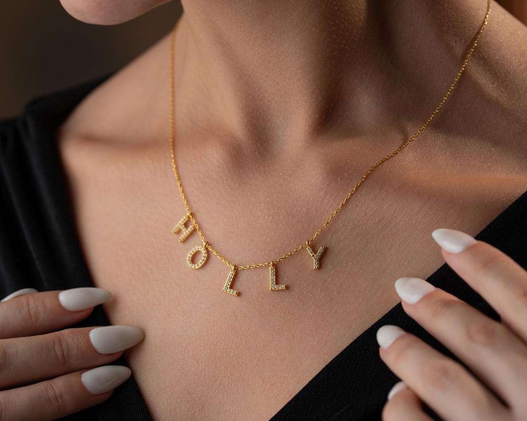 Pave Initial Necklace Holly Necklace Diamond Pave Letter Necklace ...
