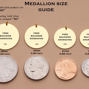 14K Solid Gold Scales of Justice Medallion Necklace, Personalized Libra ...