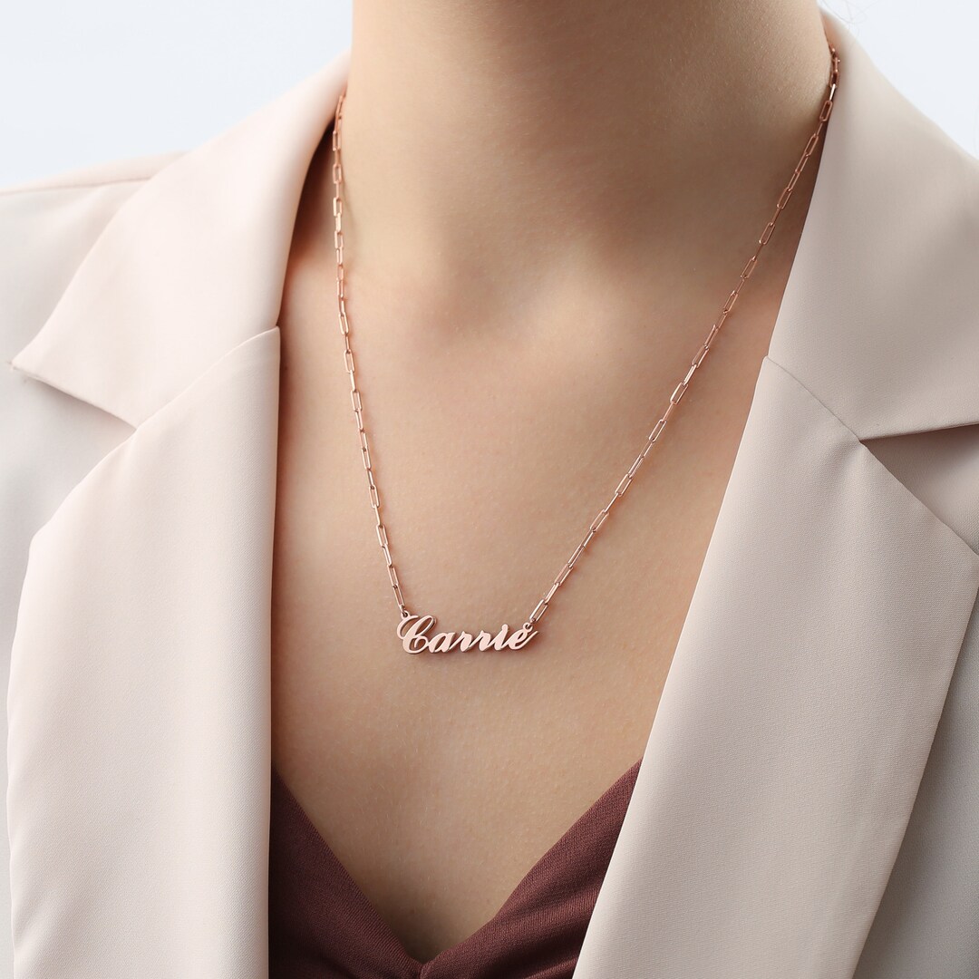 Custom Rose Gold Necklace - Personalized Jewelry - Dainty Silver ...