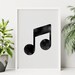 Music Note Poster, Music Note Wall Art Print, Black and White Music ...