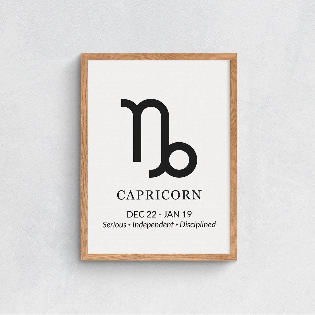 Capricon Zodiac Sign Poster, Printable Art, Personality Traits and ...
