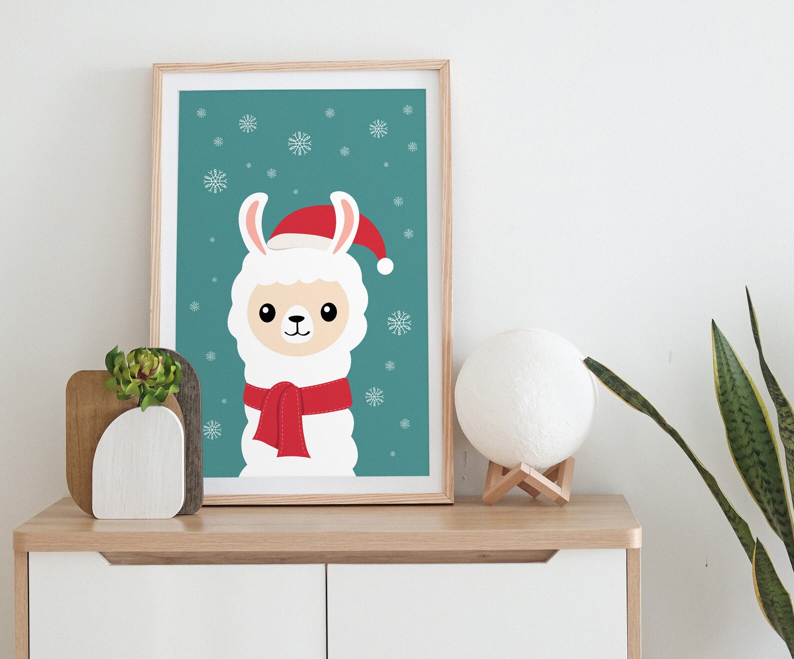 Christmas Llama Alpaca Printable, Christmas Cute Animal Alpaca Wall Art ...