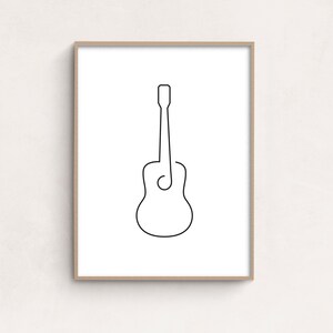 Guitar Line Art Minimalist Print, Music Minimal Printable, Guitar Wall ...