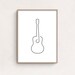 Guitar Line Art Minimalist Print, Music Minimal Printable, Guitar Wall ...