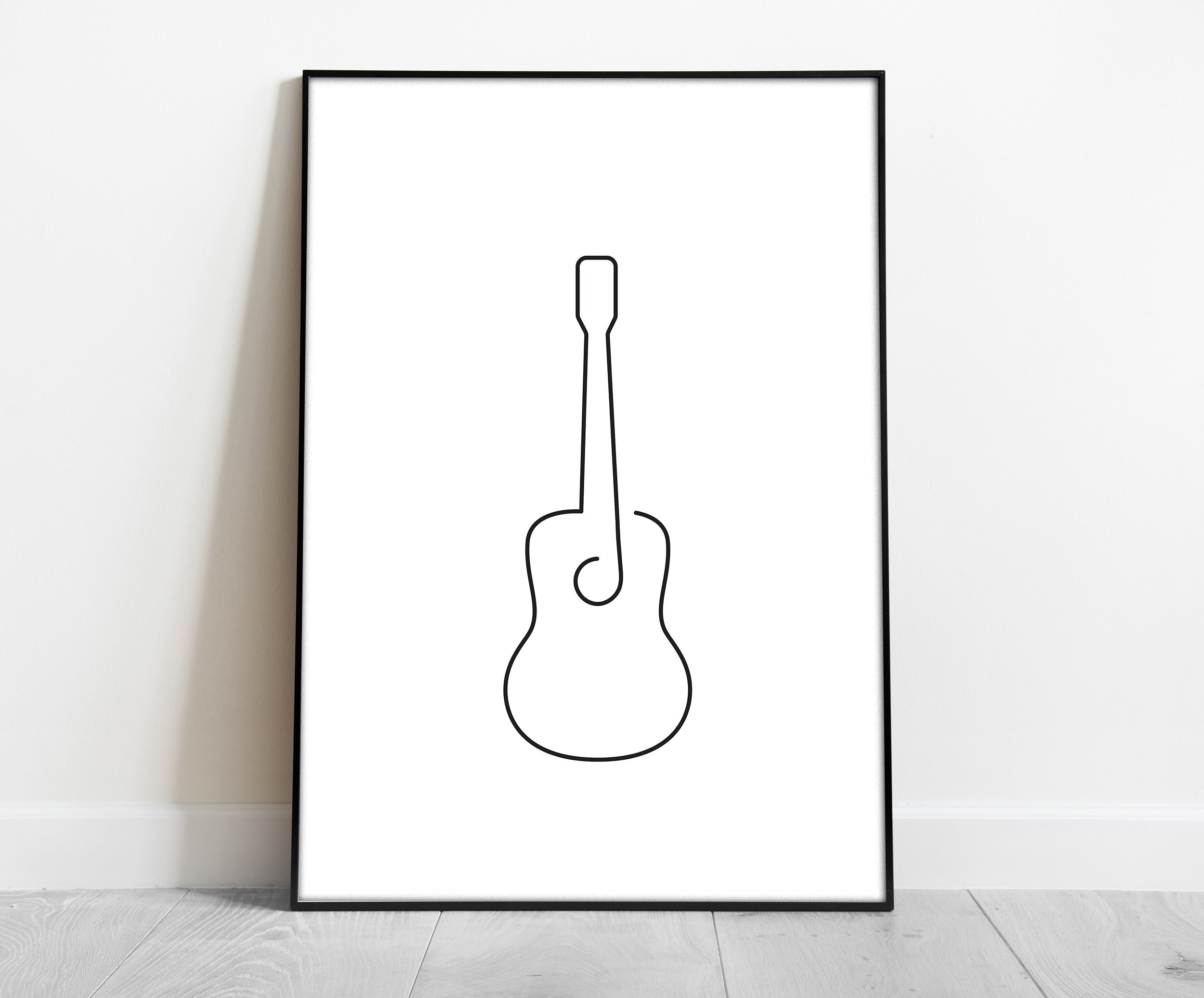 Guitar Line Art Minimalist Print, Music Minimal Printable, Guitar Wall ...