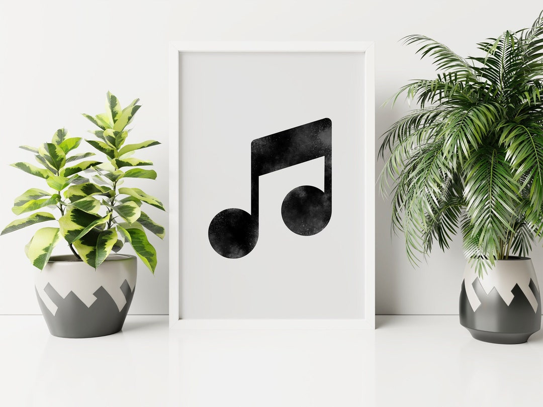 Music Note Poster, Music Note Wall Art Print, Black and White Music ...