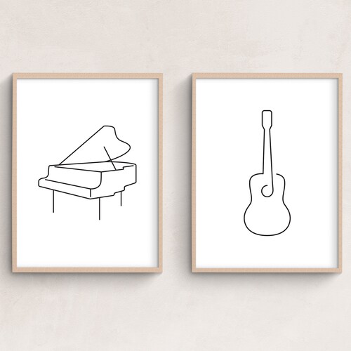 Guitar Line Art Minimalist Print Music Minimal Printable - Etsy