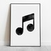 Music Note Poster, Music Note Wall Art Print, Black and White Music ...