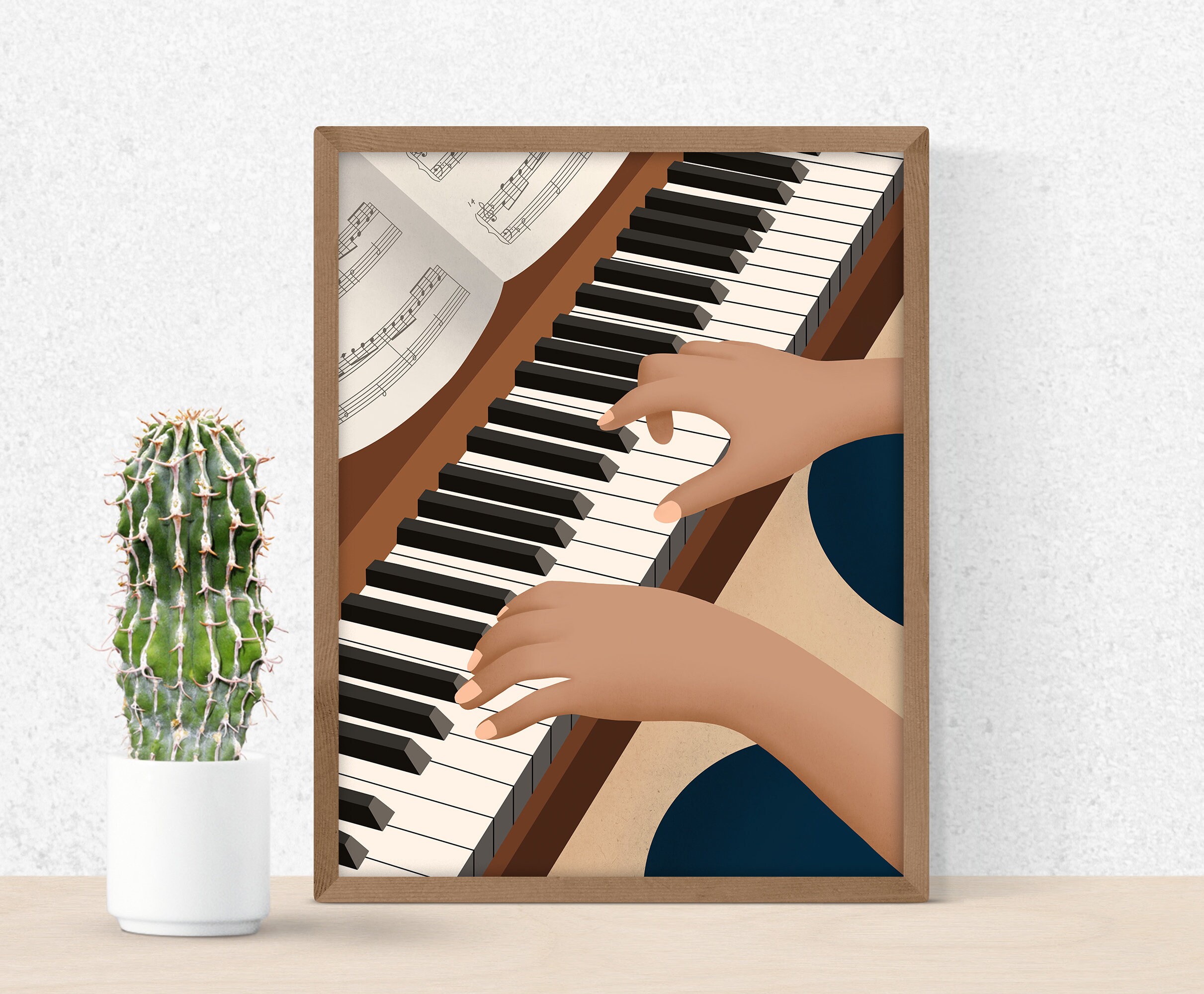 Piano Poster, Playing Piano Wall Art, Music Room Decor, Pianist ...