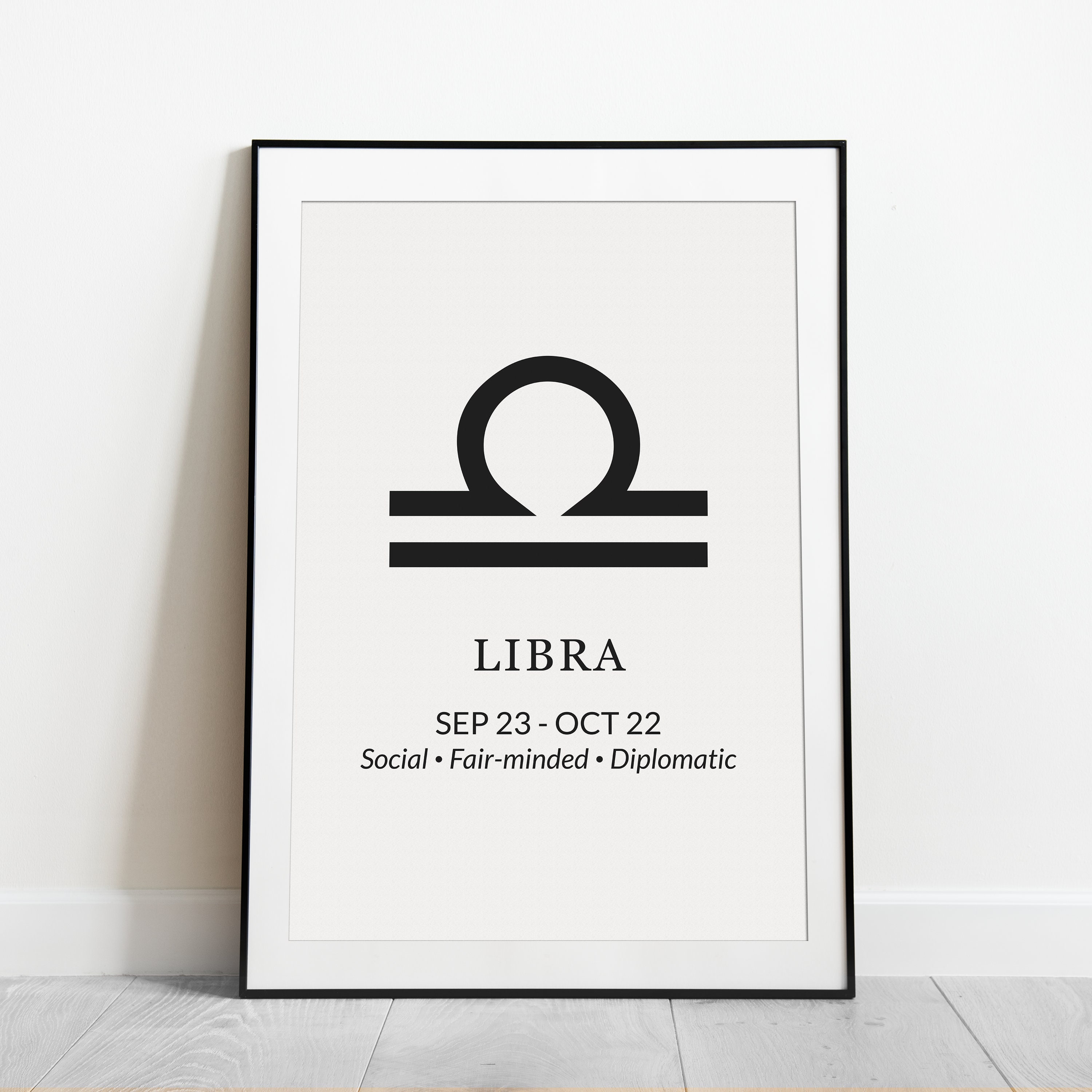 Libra Zodiac Sign Poster, Printable Art, Personality Traits and Dates ...
