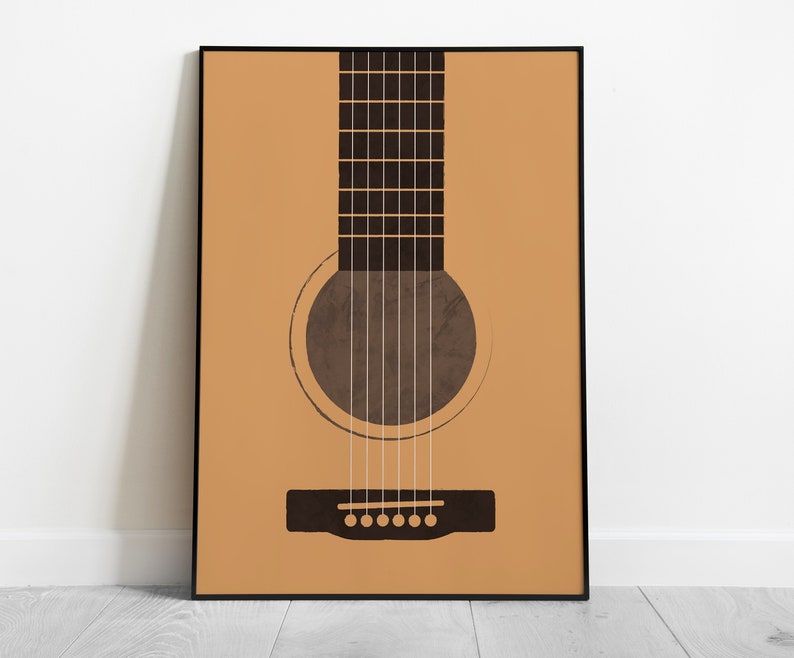 Guitar Print Poster, Printable Art, Music Wall Art, Minimal Art, Modern ...