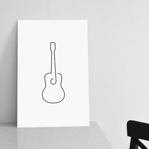 Guitar Line Art Minimalist Print, Music Minimal Printable, Guitar Wall ...