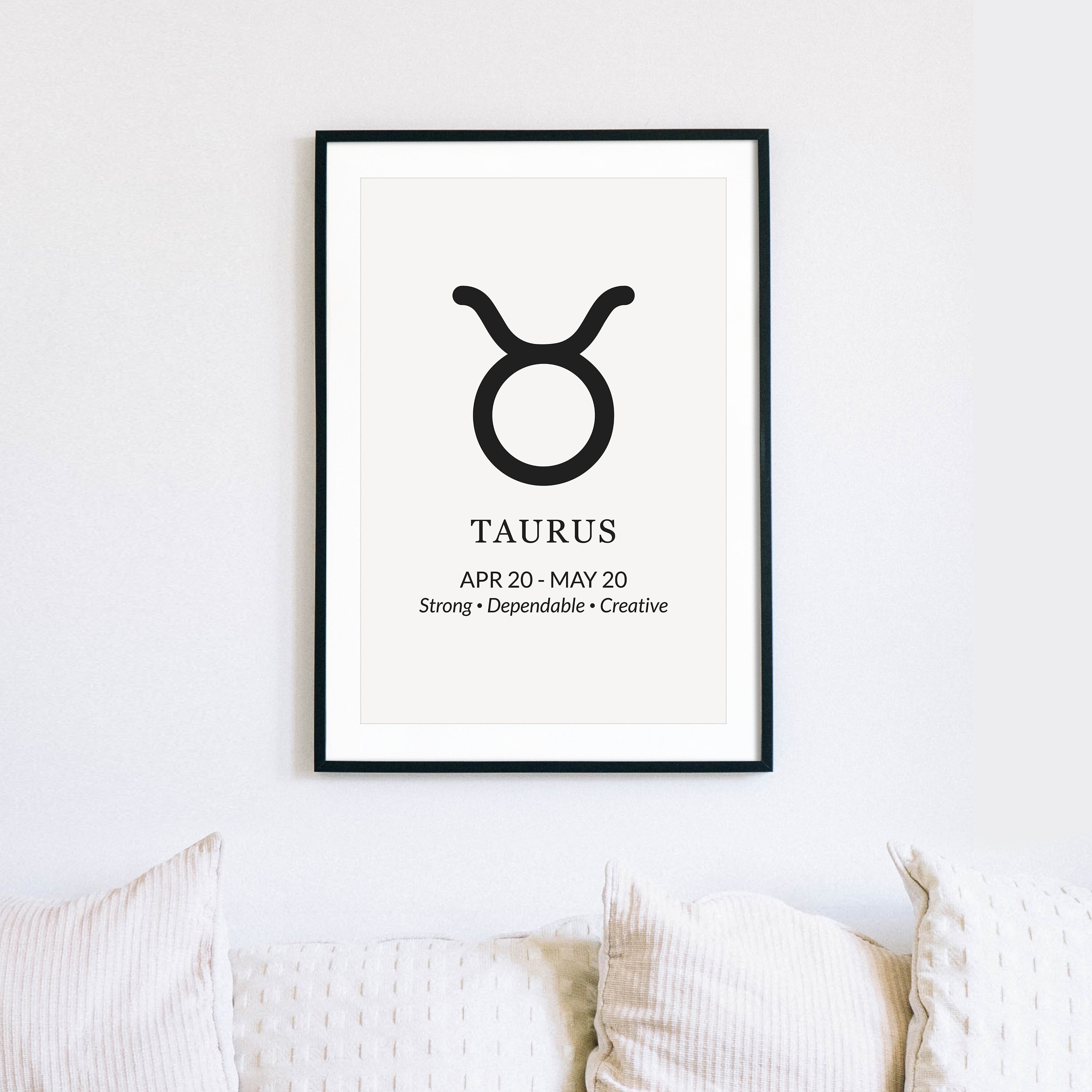 Taurus Zodiac Sign Poster, Printable Art, Personality Traits and Dates ...