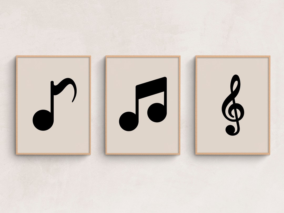 Music Note Posters, Set of 3 Prints, Wall Art for Music Classroom and ...
