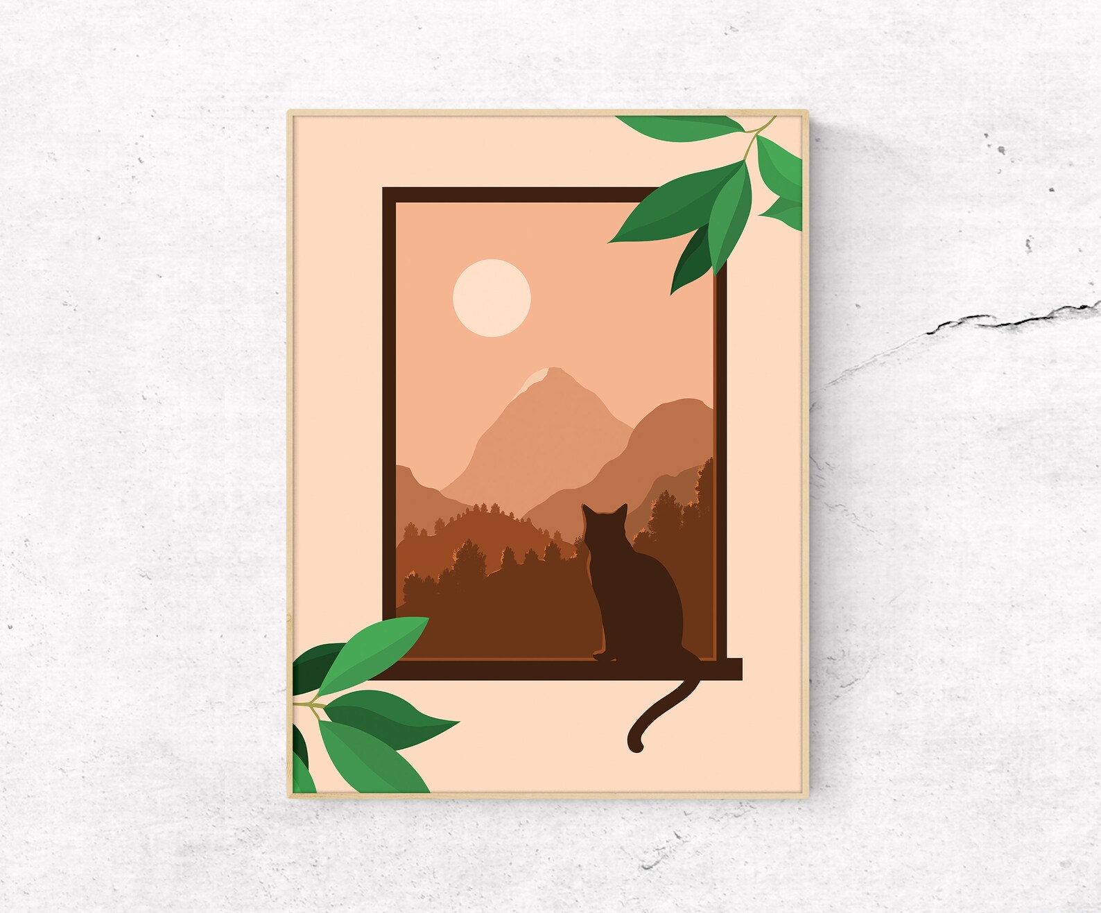 Cat Poster Sunset Poster Sunset Wall Art Cat Printable - Etsy