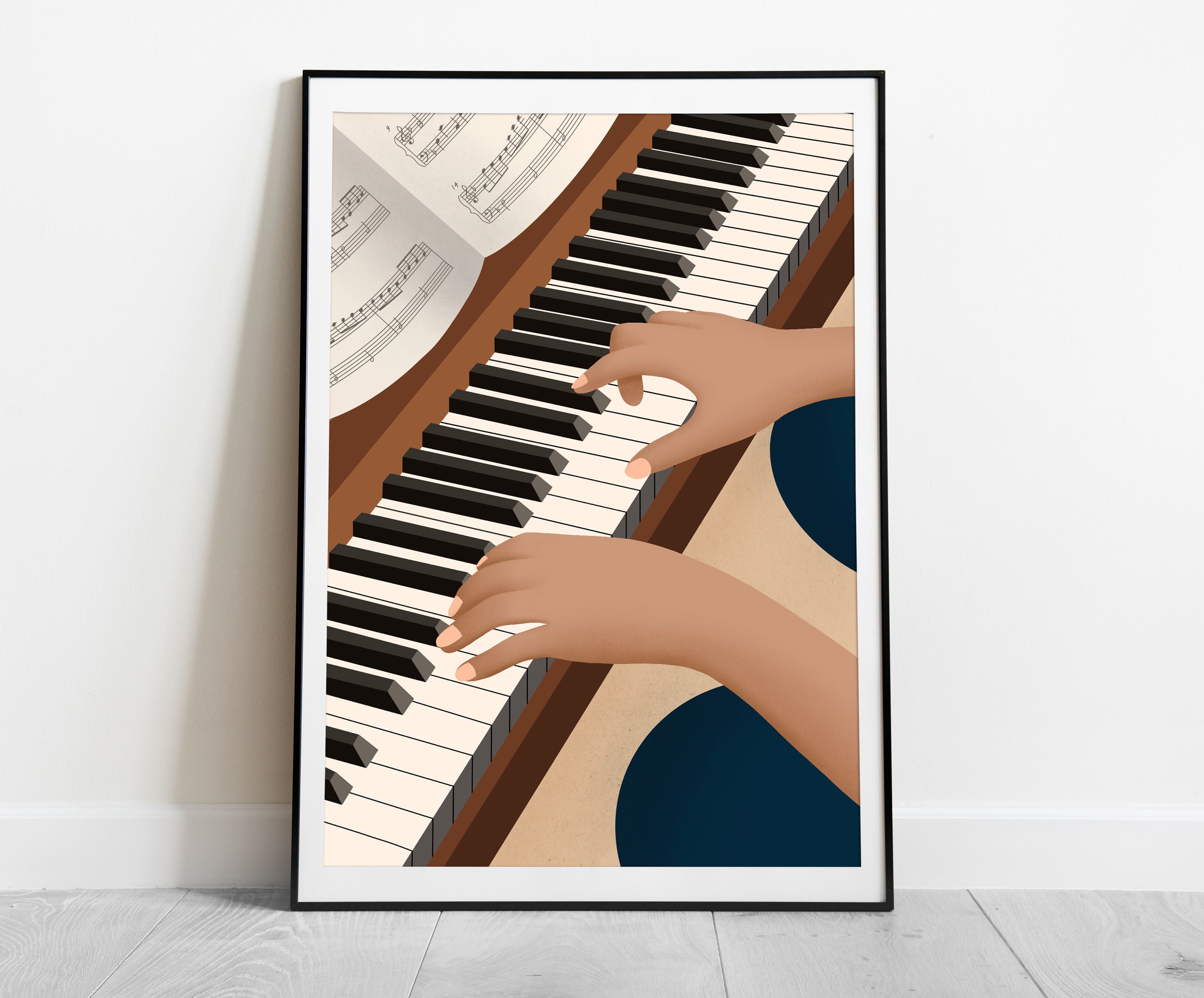 Piano Poster, Playing Piano Wall Art, Music Room Decor, Pianist ...