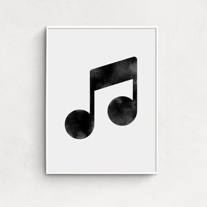 Music Note Poster, Music Note Wall Art Print, Black and White Music ...