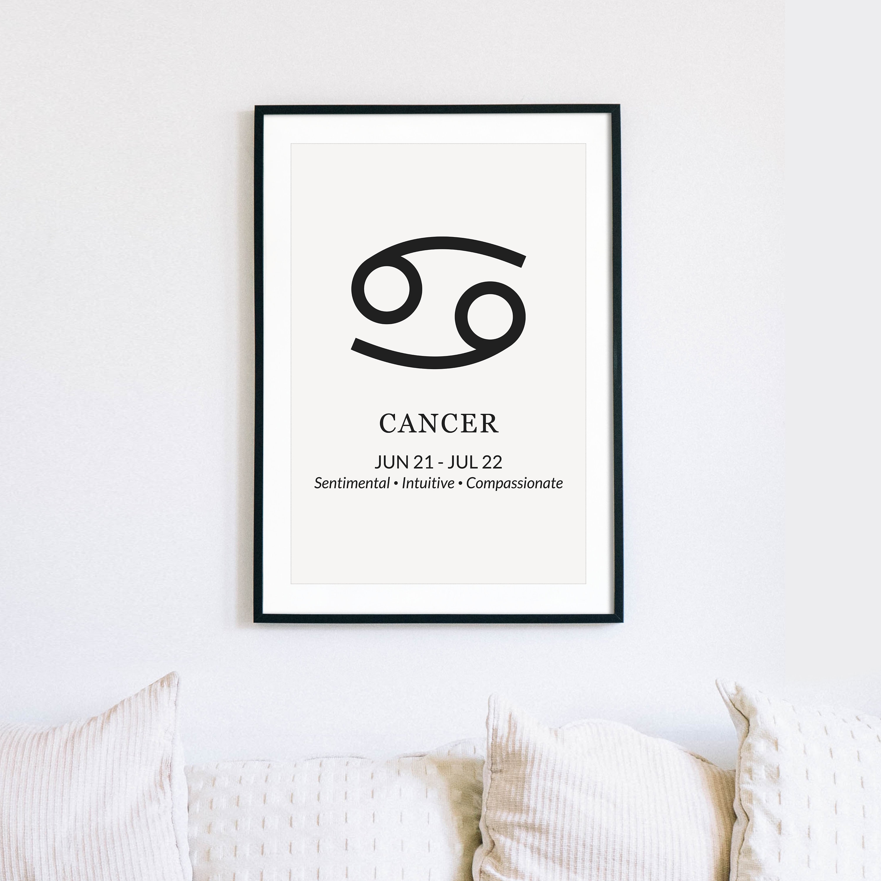 Cancer Zodiac Poster, Printable Art, Personality Traits and Dates ...