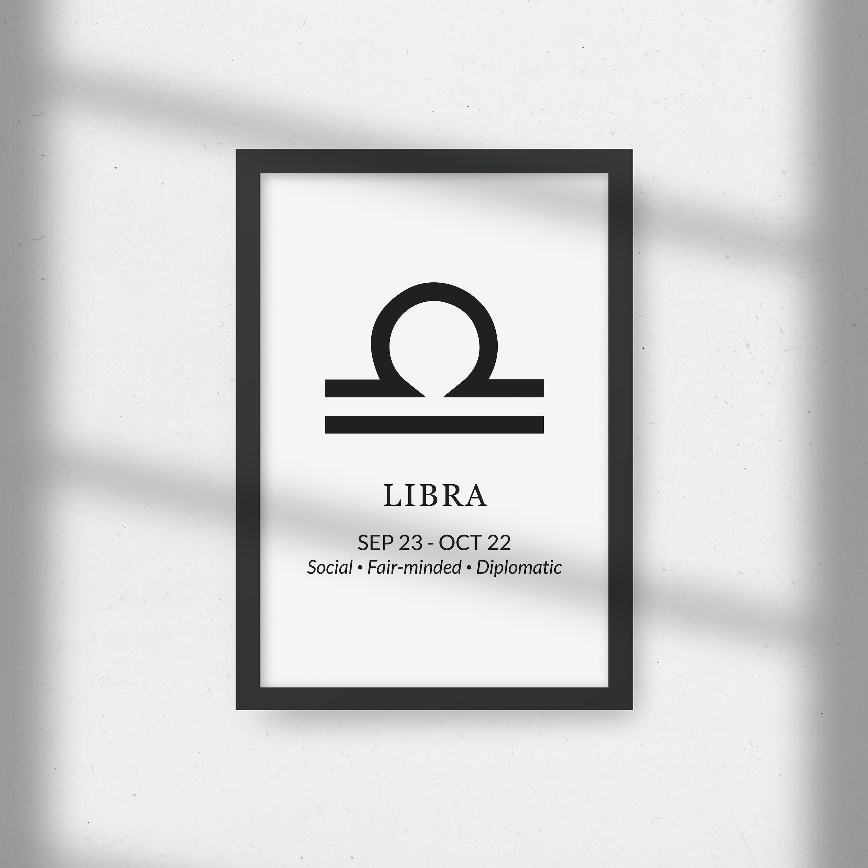 Libra Zodiac Sign Poster, Printable Art, Personality Traits and Dates ...