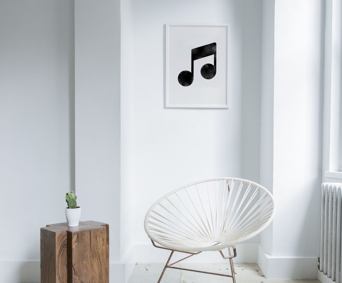 Music Note Poster Music Note Wall Art Print Black and White - Etsy