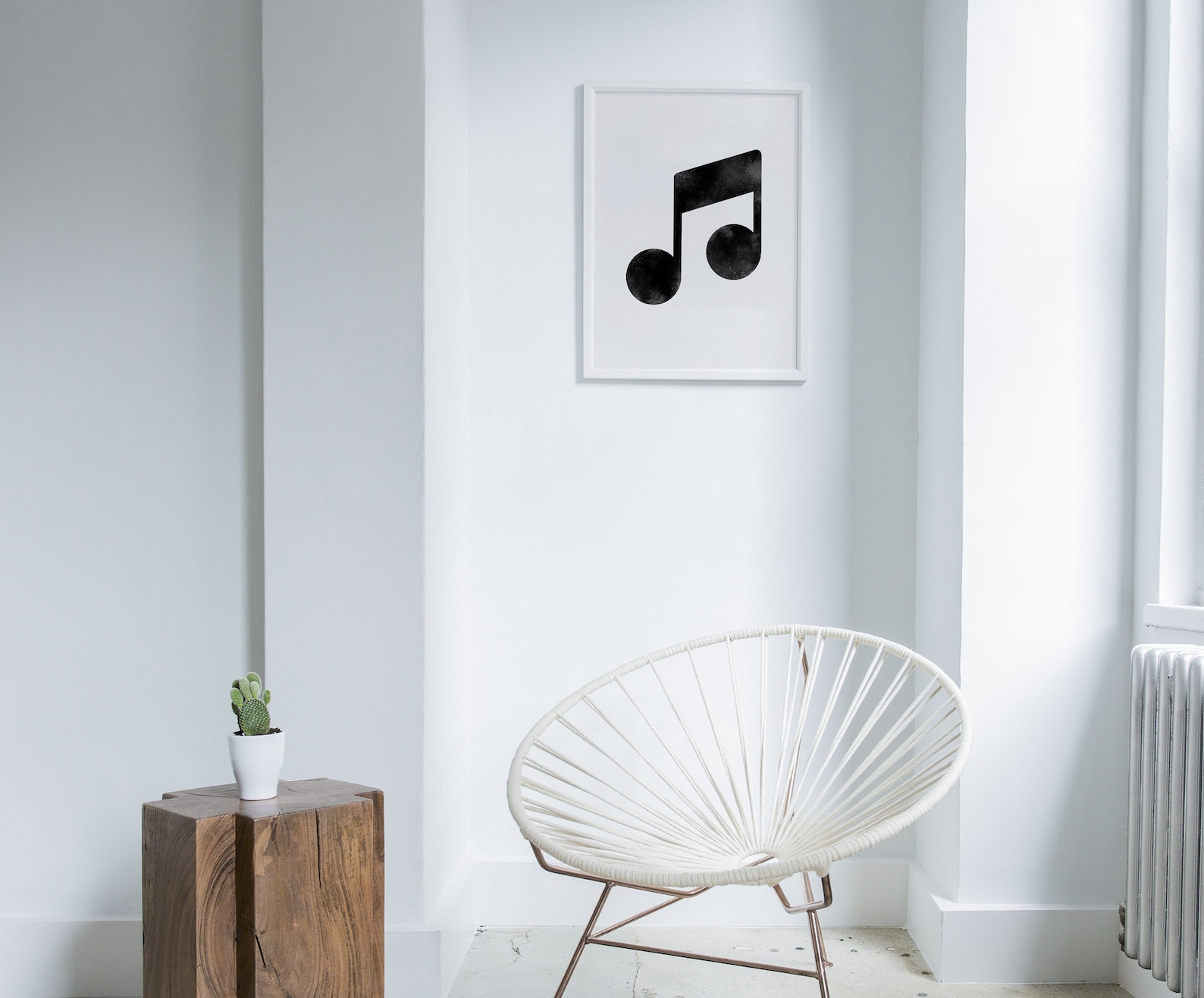 Music Note Poster, Music Note Wall Art Print, Black and White Music ...
