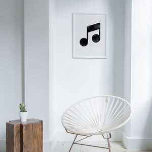 Music Note Poster, Music Note Wall Art Print, Black and White Music ...