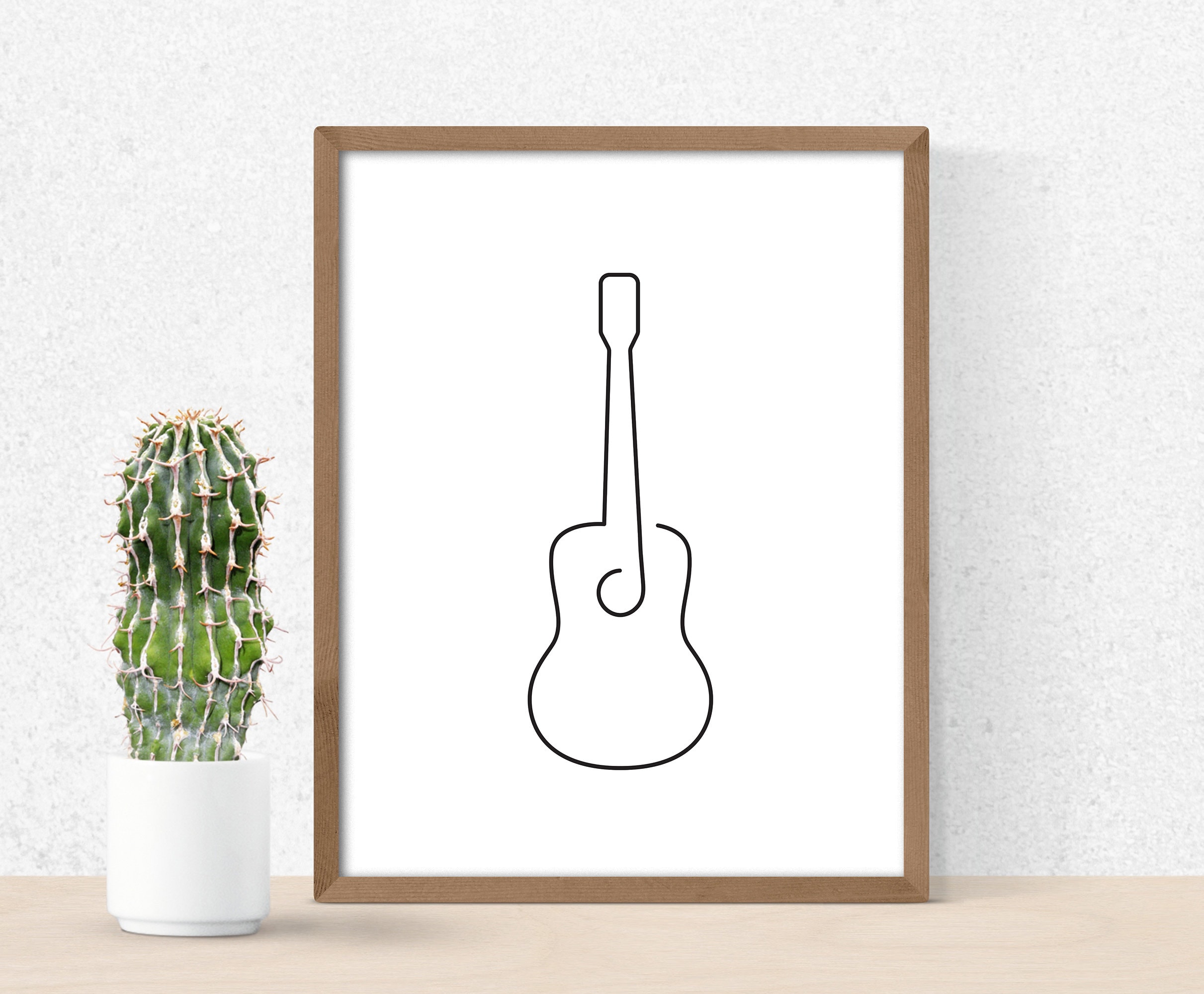 Guitar Line Art Minimalist Print, Music Minimal Printable, Guitar Wall ...