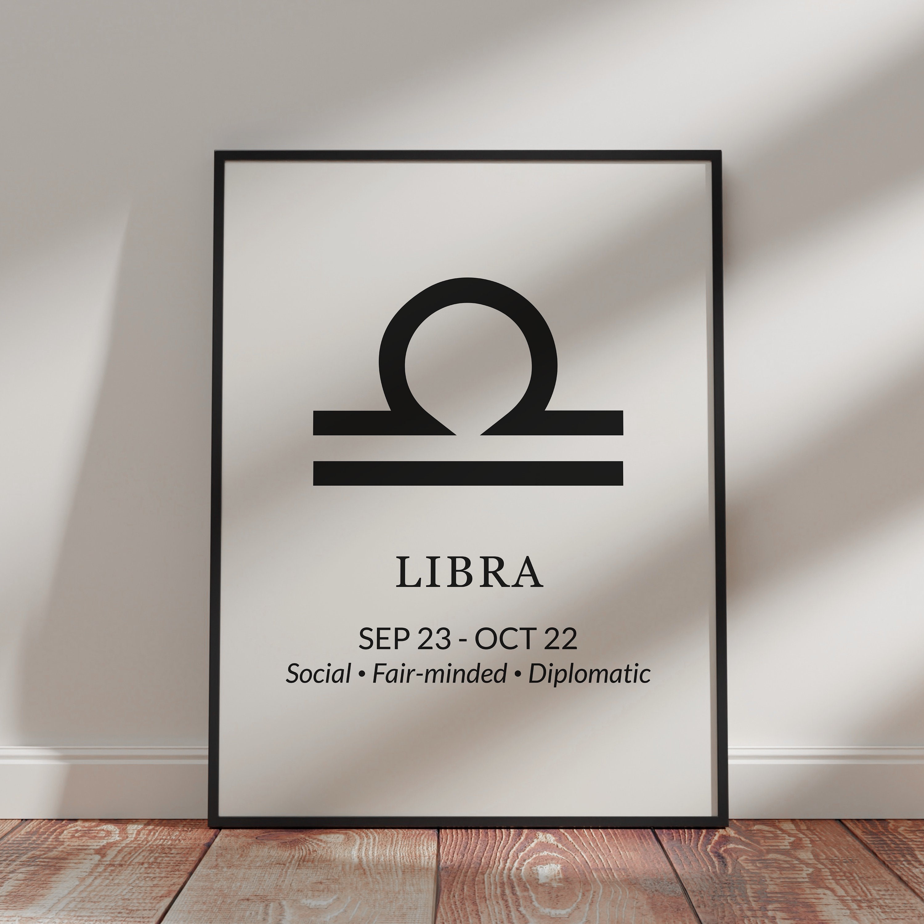 Libra Zodiac Sign Poster, Printable Art, Personality Traits and Dates ...