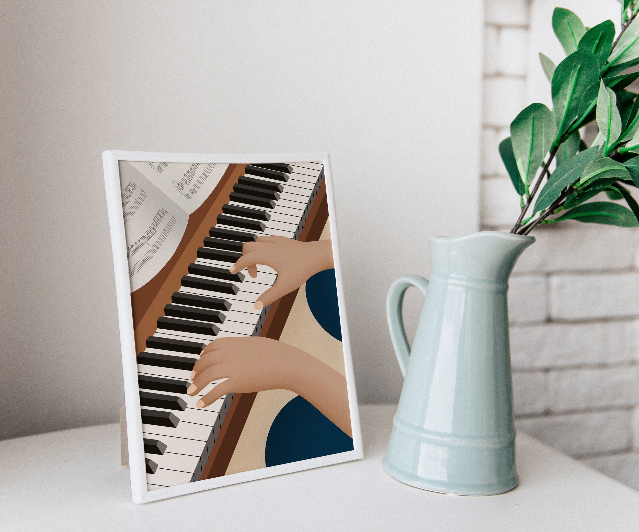 Piano Poster, Playing Piano Wall Art, Music Room Decor, Pianist ...