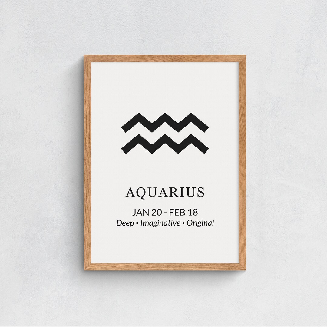 Aquarius Zodiac Poster, Printable Art, Personality Traits and Dates ...