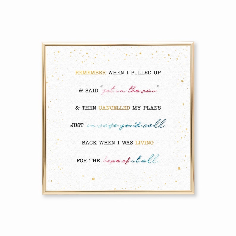 August by Taylor Swift Folklore Lyric Quote Inspired Digital Typography ...