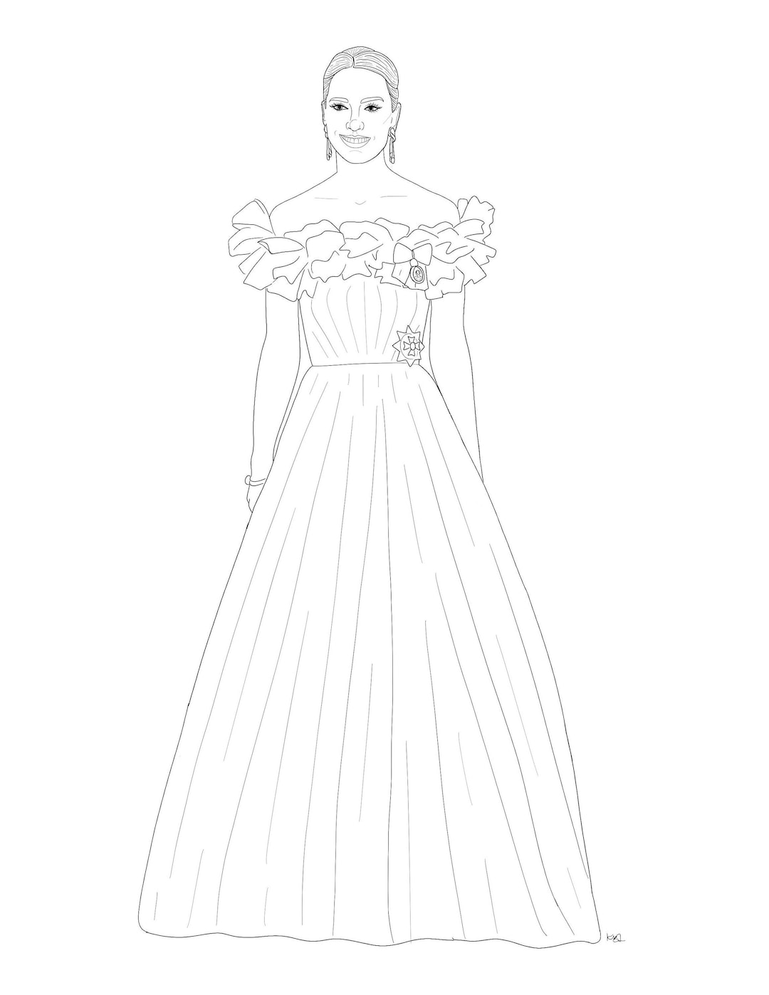 Dibujos para colorear de Kate Middleton 2 - Etsy México