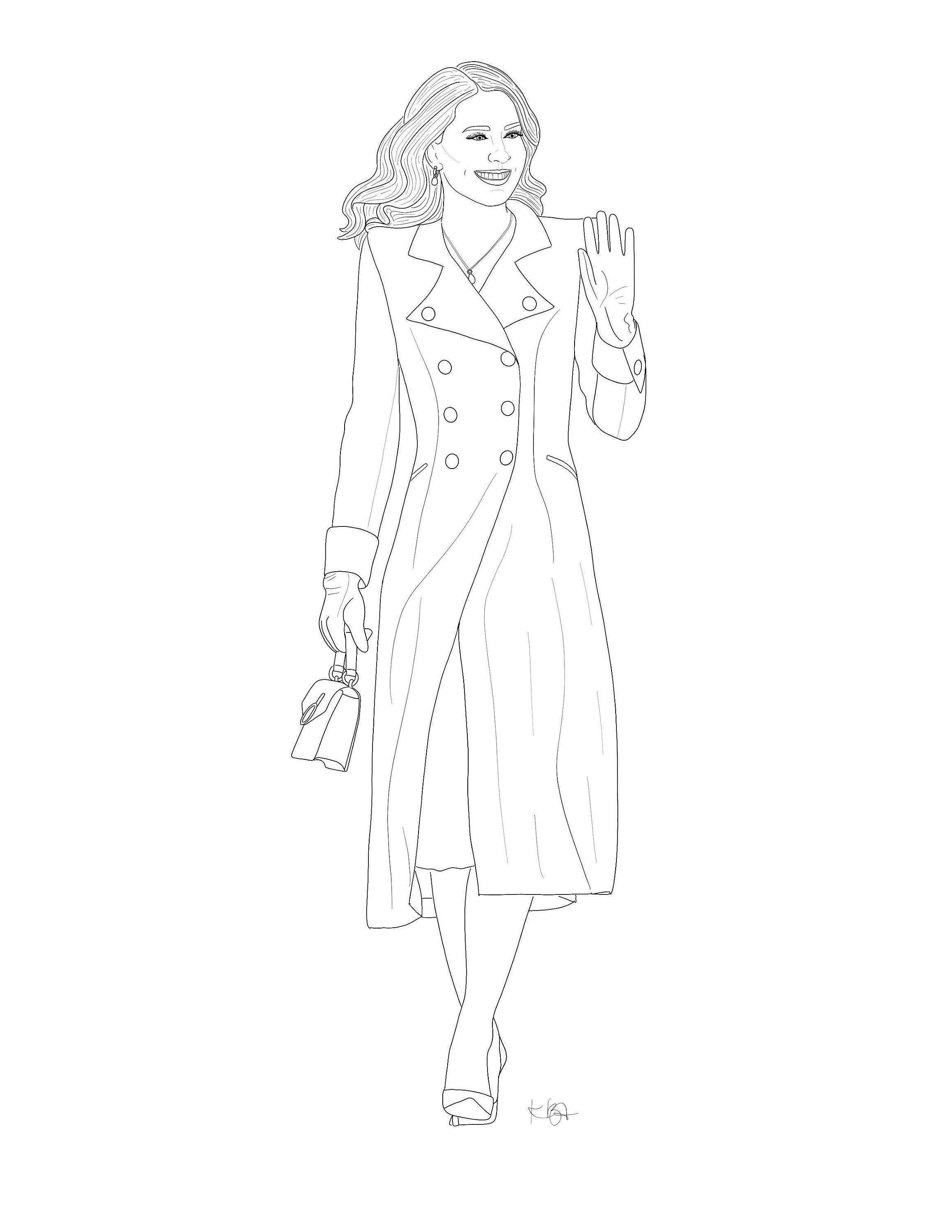 Dibujos para colorear de Kate Middleton 2 - Etsy México