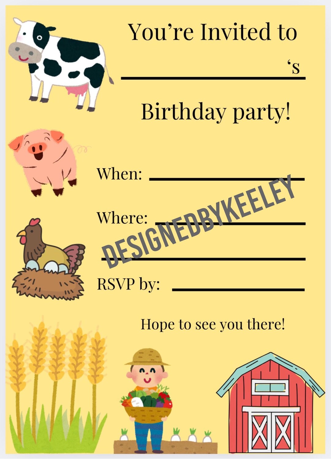 Kid’s Farm Party Invitation - Etsy