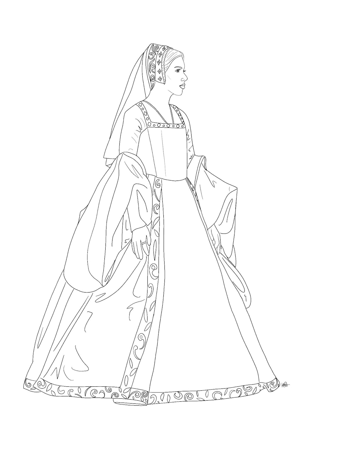 Royal Tudor Women Coloring Pages | Etsy UK