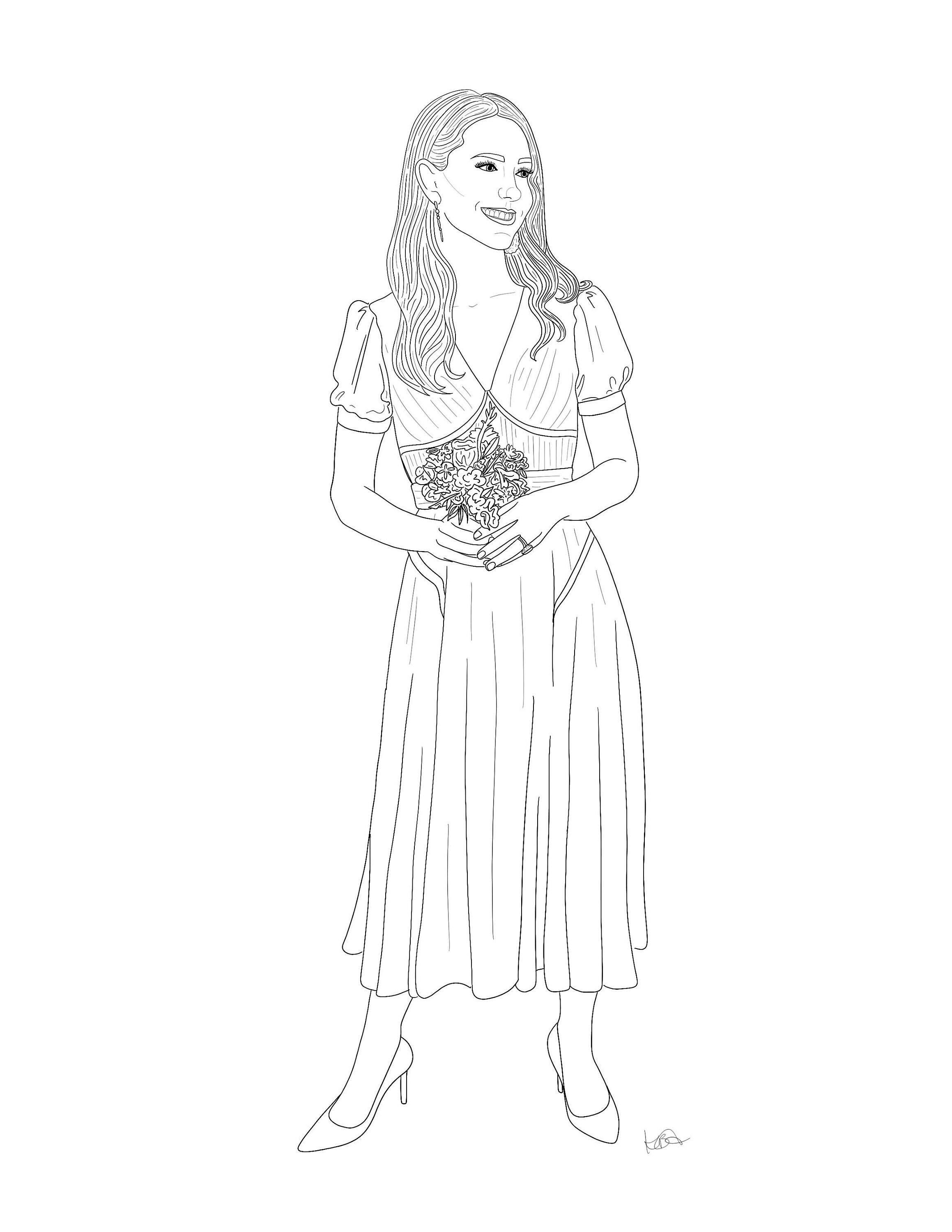 Dibujos para colorear de Kate Middleton 2 - Etsy México