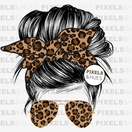 Purple Leopard Mom Life Messy Bun Hair Sublimation Design Etsy