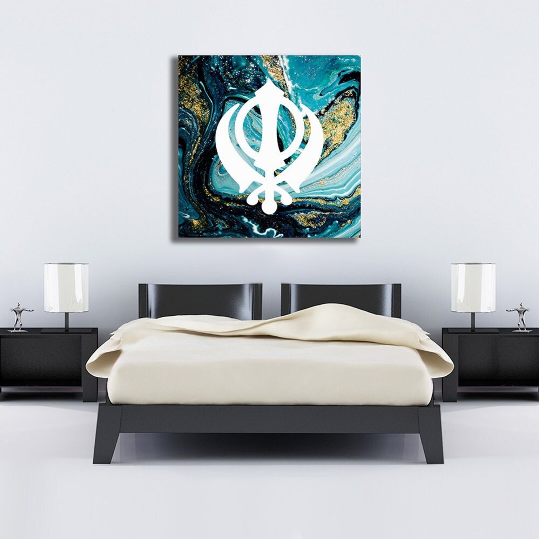 Sikh Art - Blue Gold Khanda Printed Canvas - Etsy