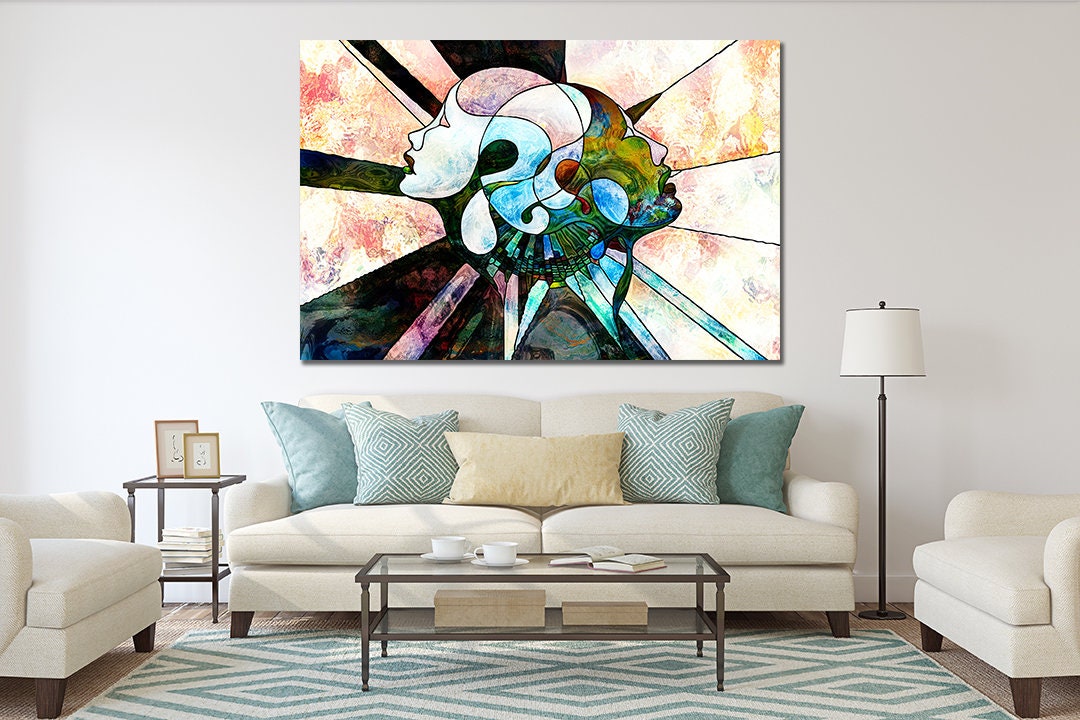 Stained Glass Abstract Male & Female Colourful | Wall Art Gift New Home ...