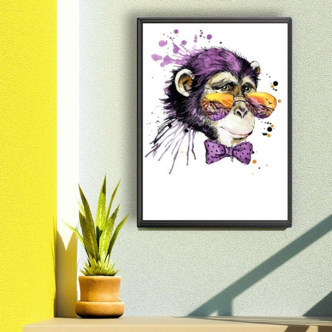 Abstract Monkey Wall Art Instant Downloadable Art Animal Digital Art ...
